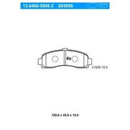ATE Bremsbelagsatz, Scheibenbremse 13.0460-5956.2 vorne rechts links f&uuml;r NISSAN 41060-BF625 41060-6F626 41060-99B26