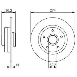 Bosch Bremsscheibe 0 986 479 682 hinten rechts links voll 274mm f&uuml;r RENAULT 432000007R