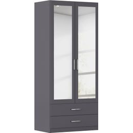 Kleiderschrank Rauch "Schrank Garderobe Ankleide GAMMA Breiten 91/136/181/226/271/315/360 cm", graumetallic, griffe chrom, B:91cm H:210cm T:54cm, Holzwerkstoff, Schr&auml;nke, Kleiderschrank, verschiedene Griff-Varianten, mit Spiegel TOPSELLER MADE IN GERMANY, Topseller