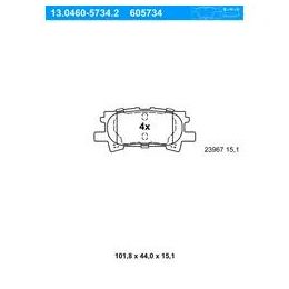 ATE Bremsbelagsatz, Scheibenbremse 13.0460-5734.2 hinten rechts links f&uuml;r LEXUS TOYOTA 04466-48090 04466-48040