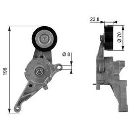 GATES Spannrolle, Keilrippenriemen DriveAlign&reg; T38436 Riemenspanner, 70mm f&uuml;r SKODA VW SEAT AUDI FORD 6M216K254AA 03G903315D 03G903315C