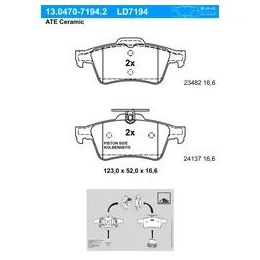 ATE Bremsbelagsatz, Scheibenbremse Ceramic 13.0470-7194.2 hinten rechts links f&uuml;r VAUXHALL SAAB FORD OPEL 93183140 1605993 1605200