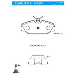 ATE Bremsbelagsatz, Scheibenbremse 13.0460-2895.2 vorne rechts links f&uuml;r RENAULT 8671005930 8671016177 7701206379