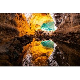 Fototapete papermoon "H&ouml;hle mit Wasser", bunt, B:4,5m L:2,8m, Vlies, Tapeten
