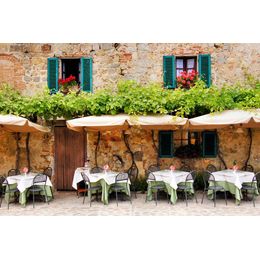 Fototapete papermoon "Altstadt Restaurant", bunt, B:5m L:2,8m, Vlies, Tapeten