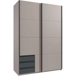 Schwebet&uuml;renschrank wimex "Bahamas, Kleiderschrank in den Breiten 135cm und 180cm erh&auml;ltlich", saharagrau, abgesetzt grafit, B:135cm H:198cm T:65cm, Holzwerkstoff, Schr&auml;nke, Schwebet&uuml;renschrank, inkl. drei farblich abgesetzter Schubladen