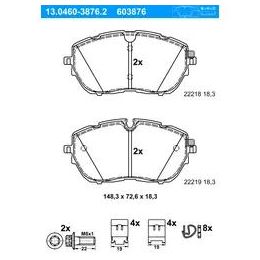 ATE Bremsbelagsatz, Scheibenbremse 13.0460-3876.2 vorne rechts links mit Zubeh&ouml;r f&uuml;r PEUGEOT CITRO&Euml;N VAUXHALL OPEL DS 1647859680 1647877180 1612373080