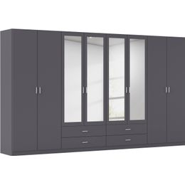 Kleiderschrank Rauch "Schrank Garderobe Ankleide GAMMA Breiten 91/136/181/226/271/315/360 cm", graumetallic, griffe alu, B:360cm H:210cm T:54cm, Holzwerkstoff, Schr&auml;nke, Kleiderschrank, verschiedene Griff-Varianten, mit Spiegel TOPSELLER MADE IN GERMANY, Topseller