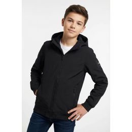 Jack & Jones Softshelljacke JACK & JONES JUNIOR "JJEBASIC ideal f&uuml;r &Uuml;bergang, wasserabweisend", Jungen, Gr. 140, schwarz, Web, Obermaterial: 100% Polyester, unifarben, normal normal, Rippb&uuml;ndchen, Jacken Softshelljacke, unifarben, casual, regular fit, Kapuze