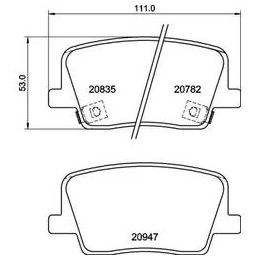 Brembo Bremsbelagsatz, Scheibenbremse P 77 003 hinten rechts links ohne Zubeh&ouml;r f&uuml;r SSANGYONG 48413360D0 48413360B0 48413360A0