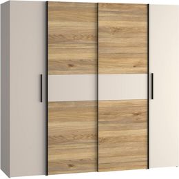 Kleiderschrank FORTE "Kalixtus, TOPSELLER, Made in Europe", sand mauvella eiche, B:200,1cm H:190,5cm T:61,6cm, Holzwerkstoff, Schr&auml;nke, Kleiderschrank, Kombination aus Dreh- und Schwebet&uuml;ren, mehrere Farben, Topseller