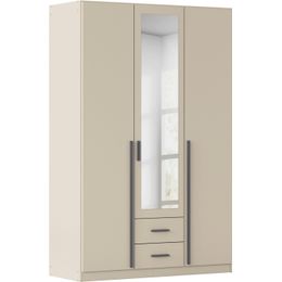 Kleiderschrank Rauch "Schrank Garderobe Ankleide GAMMA Breiten 91/136/181/226/271/315/360 cm", beige (champagner), griffstangen graumetallic, B:136cm H:210cm T:54cm, Holzwerkstoff, Schr&auml;nke, Kleiderschrank, verschiedene Griff-Varianten, mit Spiegel TOPSELLER MADE IN GERMANY, Topseller