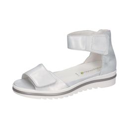 Waldl&auml;ufer Sandale WALDL&Auml;UFER "HAKURA", Damen, Gr. 7 (40,5), silber (silberfarben), Nappaleder, metallic, Schuhe Sandale, Sommerschuh, Sandalette, Keilabsatz, in Komfortweite H (= sehr weit)