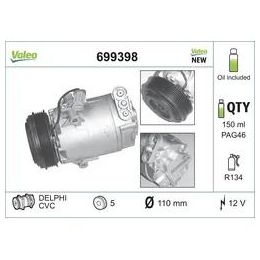 Valeo Kompressor, Klimaanlage NEW ORIGINAL PART 699398 12V f&uuml;r VAUXHALL OPEL 1854119 R1580052 6854045