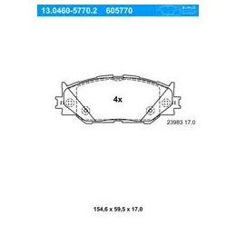 ATE Bremsbelagsatz, Scheibenbremse 13.0460-5770.2 vorne rechts links f&uuml;r LEXUS 04465-53040 04465-53020