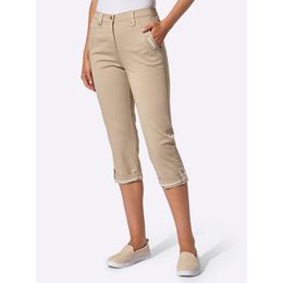 Casual Looks Damen Caprijeans, beige, Gr. 24, unifarben, 98% Baumwolle, 2% Elasthan, Jeans