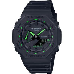 Chronograph Casio G-SHOCK, schwarz (schwarz, neongr&uuml;n), Armbanduhren, Damen, Chronograph, Quarzuhr, Armbanduhr,Herrenuhr,digital, bis 20bar wasserd.Resinarmband