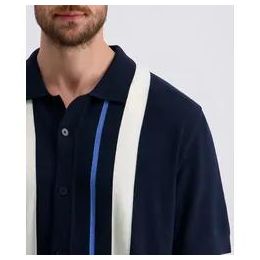 Poloshirt Pierre Cardin, Herren, Gr. XL, blau (salute), Feinstrick, Obermaterial: 75% Baumwolle, 25% Polyamid, gestreift, normal, Shirts, mit durchgehender Knopfleiste