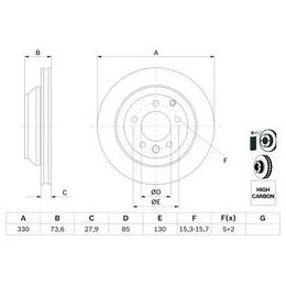 Bosch Bremsscheibe 0 986 479 095 hinten rechts links bel&uuml;ftet 330mm f&uuml;r VW AUDI PORSCHE 7L8615601C 7L6615601J 95535240131