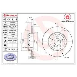 Brembo Bremsscheibe TWO-PIECE DISCS LINE 09.C418.13 hinten rechts links 345mm f&uuml;r BMW (BRILLIANCE) 34216763827