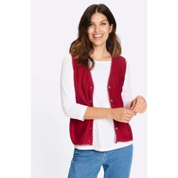 Classic Basics Damen Strickweste, rot, Gr. 44, gemustert, mehrfarbig, 100% Polyacryl, Westen