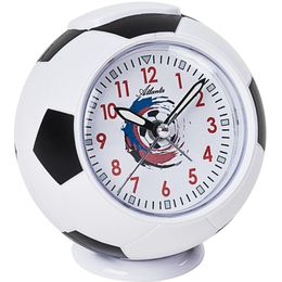 Kinderwecker Atlanta "Fu&szlig;ballwecker, 1195", schwarz-wei&szlig; (wei&szlig;, schwarz), Wecker, Kinder, Quarzwecker, in Fu&szlig;ballform, Geschenkidee, Geburtstag, Schulanfang
