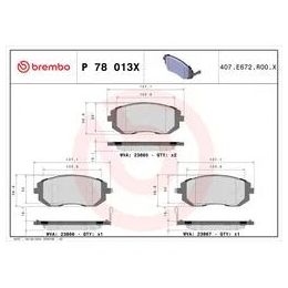 Brembo XTRA LINE P 78 013X Bremsbelagsatz, Scheibenbremse vorne rechts links ohne Zubeh&ouml;r f&uuml;r TOYOTA SAAB SUBARU 26296FE020 26296AE160 26296FE000