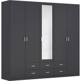 Kleiderschrank Rauch "Schrank Garderobe Ankleide GAMMA Breiten 91/136/181/226/271/315/360 cm", graumetallic, griffe alu, B:226cm H:210cm T:54cm, Holzwerkstoff, Schr&auml;nke, Kleiderschrank, verschiedene Griff-Varianten, mit Spiegel TOPSELLER MADE IN GERMANY, Topseller