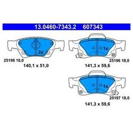ATE Bremsbelagsatz, Scheibenbremse 13.0460-7343.2 hinten rechts links f&uuml;r JEEP 068052386AA K68052386AA 068052387AA
