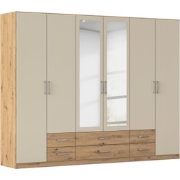 Kleiderschrank Rauch "Schrank Garderobe Ankleide GAMMA Breiten 91/136/181/226/271/315/360 cm", eiche artisan, beige (champagner), griffe chrom, B:271cm H:210cm T:54cm, Holzwerkstoff, Schr&auml;nke, Kleiderschrank, verschiedene Griff-Varianten, mit Spiegel TOPSELLER MADE IN GERMANY, Topseller