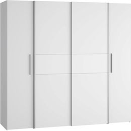 Kleiderschrank FORTE "Kalixtus, TOPSELLER, Made in Europe", wei&szlig;, B:200,1cm H:190,5cm T:61,6cm, Holzwerkstoff, Schr&auml;nke, Kleiderschrank, Kombination aus Dreh- und Schwebet&uuml;ren, mehrere Farben, Topseller
