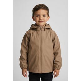 Regenjacke Wheat "Rainwear Charlie", Kinder, Gr. 98, braun (hazel), Web, Obermaterial: 100% Polyester, unifarben, normal kn&ouml;chellang, Raglan&auml;rmel elastischer Bund, Jacken Regenjacke, wasserdicht, mit Reflektoren und mit passender Latzhose