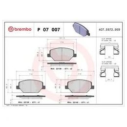 Brembo Bremsbelagsatz, Scheibenbremse P 07 007 vorne rechts links mit Zubeh&ouml;r f&uuml;r CADILLAC BUICK (SGM) OPEL 23301397 84259368 84378582