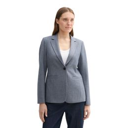 Kurzblazer Tom Tailor, Damen, Gr. 34, blau (navy sanftes wei&szlig; denim look), Web, Obermaterial: 63% Polyester, 33% Viskose, 4% Elasthan. Futter: 100% Polyester, unifarben, regular fit h&uuml;ftlang, tiefer V-Ausschnitt, Blazer Kurzblazer, mit V-Ausschnitt