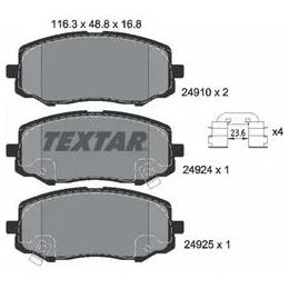 TEXTAR Bremsbelagsatz, Scheibenbremse 2491001 vorne rechts links mit Zubeh&ouml;r f&uuml;r HYUNDAI KIA 581011JA60 581010XA00