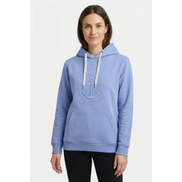 Zwillingsherz Damen Hoodie "Strand Meer K&uuml;ste", blau, Gr. S, unifarben mit Farbeins&auml;tzen, Sweatware, Obermaterial: 50% Baumwolle, 50% Polyester,