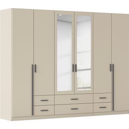 Kleiderschrank Rauch "Schrank Garderobe Ankleide GAMMA Breiten 91/136/181/226/271/315/360 cm", beige (champagner), griffstangen graumetallic, B:271cm H:210cm T:54cm, Holzwerkstoff, Schr&auml;nke, Kleiderschrank, verschiedene Griff-Varianten, mit Spiegel TOPSELLER MADE IN GERMANY, Topseller