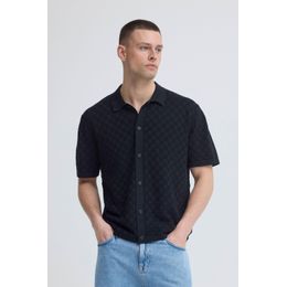Kurzarmhemd Blend "BHDeven", Herren, Gr. 3XL, US-Gr&ouml;&szlig;en, schwarz (schwarz beauty), 60% Baumwolle, 40% Polyester, Strukturmuster, Basic, Basic normal, ohne Ausschnitt, Hemden, Kariertes Feinstrick-Polohemd mit Karomuster