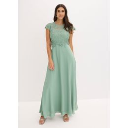 bonprix Midikleid aus zartem T&uuml;ll mit Spitze, gr&uuml;n, Gr.50, Romantisch und feminin: Cocktailkleid in Midi-L&auml;nge aus zartem T&uuml;ll mit Spitze