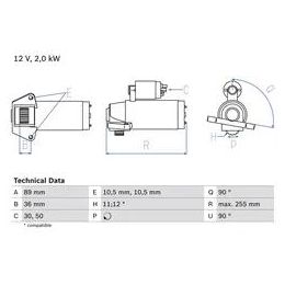 Bosch Starter 0 986 021 810 12V f&uuml;r PEUGEOT LAND ROVER FIAT CITRO&Euml;N FORD AC1T11000AA 1740947 675092580