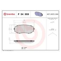 Brembo Bremsbelagsatz, Scheibenbremse P 54 059 vorne rechts links mit Zubeh&ouml;r f&uuml;r MITSUBISHI FORD USA MAZDA LINCOLN L2Y63328ZB BRF901 L2Y63328ZA