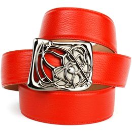 Anthoni Crown Damen Lederg&uuml;rtel, rot, Gr. 105, unifarben, Leder, G&uuml;rtel, mit Designer-Schlie&szlig;e