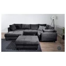 Wohnlandschaft Collection AB "Toni U-Form, B: 298 cm", anthrazit, B:298cm H:44cm T:203cm, 100%Polyester, Sofas, Wohnlandschaft, Set: Sofa & Hocker, 2 Zierkissen, Federkern