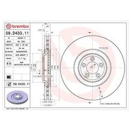 Brembo Bremsscheibe COATED DISC LINE 09.D433.11 vorne rechts links bel&uuml;ftet 380mm f&uuml;r JAGUAR C2P12622 C2D61076 T2R5940