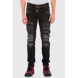 Cipo & Baxx CIPO & BAXX Herren 5-Pocket-Jeans "Jeans", schwarz, Gr. 33, unifarben, 98% Baumwolle, 2% Elasthan, Jeans, im destroyed Look
