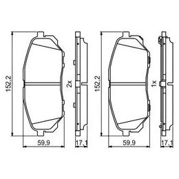 Bosch Bremsbelagsatz, Scheibenbremse 0 986 494 827 vorne rechts links f&uuml;r HYUNDAI KIA 58101C5A70 58101S1A75