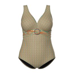 Ulla Popken Badeanzug Damen Gr&ouml;&szlig;e M/L gr&uuml;n / orange / wei&szlig;