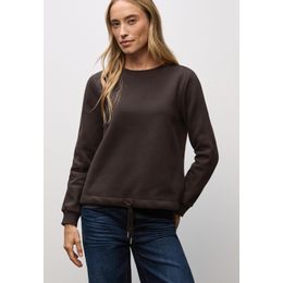 Street One Damen Sweatshirt, braun, Gr. 34, unifarben, Sweatware, 60% Baumwolle, 40% Polyester, Sweatshirts, mit Tunnelzug am Saum