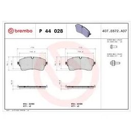 Brembo Bremsbelagsatz, Scheibenbremse P 44 028 vorne rechts links mit Zubeh&ouml;r f&uuml;r LAND ROVER JAGUAR LR314638 LR091308 JPLA2K021CA