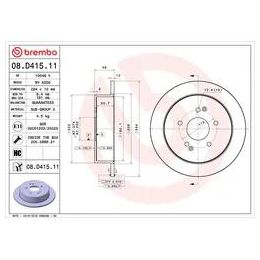 Brembo Bremsscheibe COATED DISC LINE 08.D415.11 hinten rechts links voll 284mm f&uuml;r SSANGYONG 4840134101 4840134102 4840134103